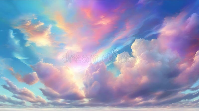Iridescent Clouds on the Sky. There is Sunlight Reflect on the Clouds ...