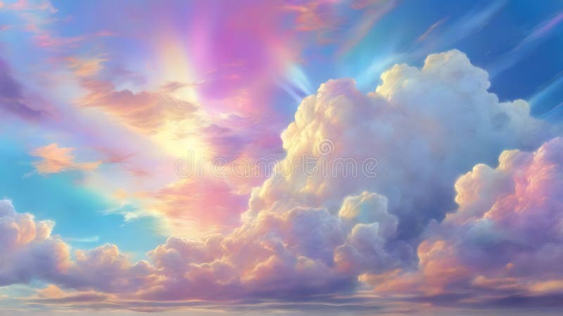 Iridescent Clouds on the Sky. There is Sunlight Reflect on the Clouds ...