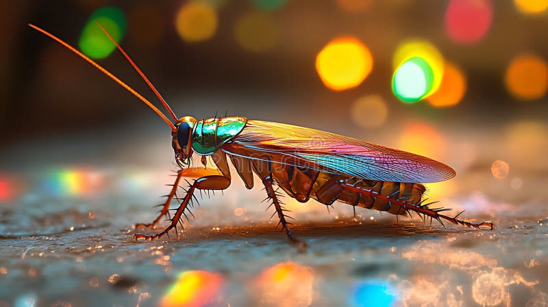 Iridescent Cockroach Night Lights Festive Surface Stock Illustration ...