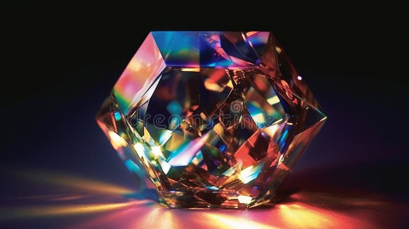 Iridescent Crystal Facets. Generative AI Stock Illustration ...