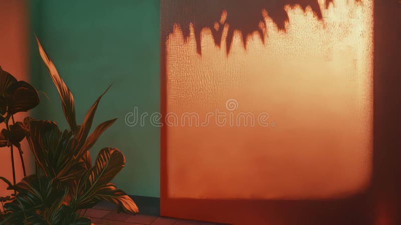 Iridescent Copper and Bronze Wall Texture with Plant Shadows for ...