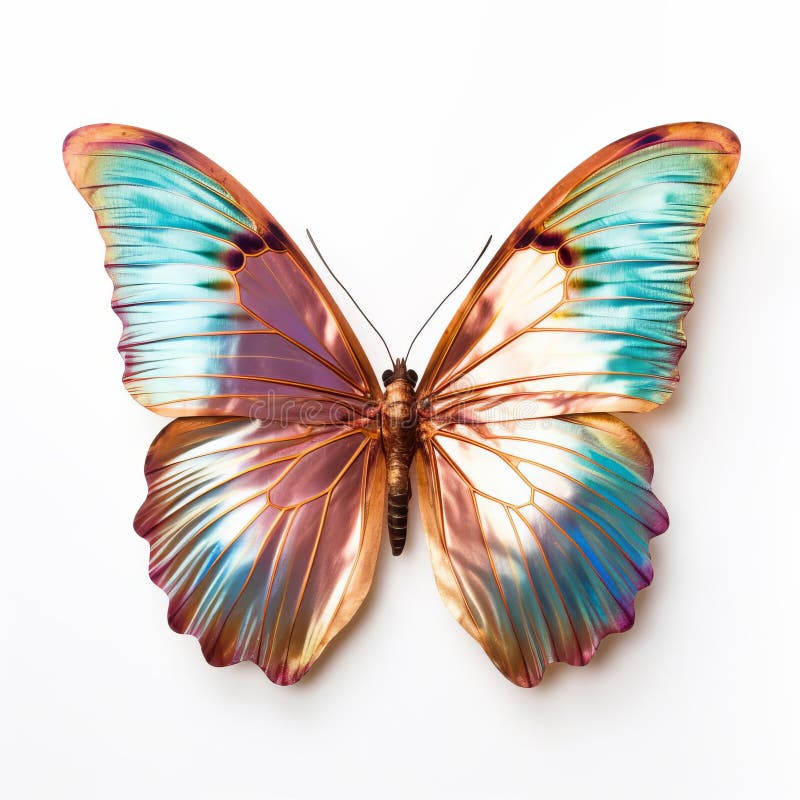 Iridescent Copper Butterfly Isolated on White Background Image Stock ...