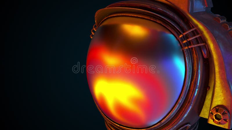 Iridescent Cosmonaut Head, Computer Generated. Space Background, 3D ...