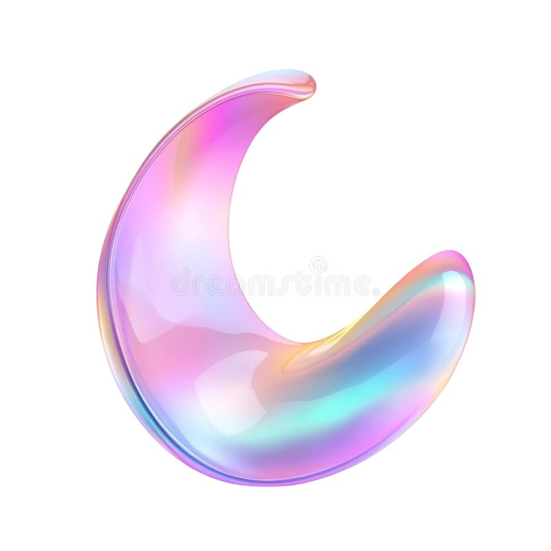 Iridescent Crescent Moon Dreamy Abstract Art Stock Illustration ...