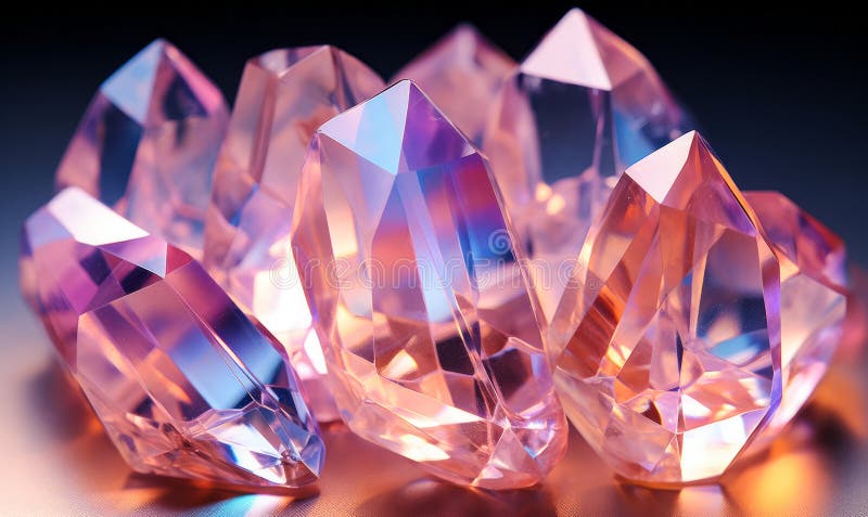 Iridescent Crystal Formation with Soft Lighting Multifaceted Gemstones ...