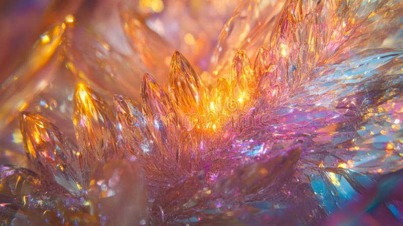 Iridescent Crystal Formations Glowing with Inner Light Stock ...