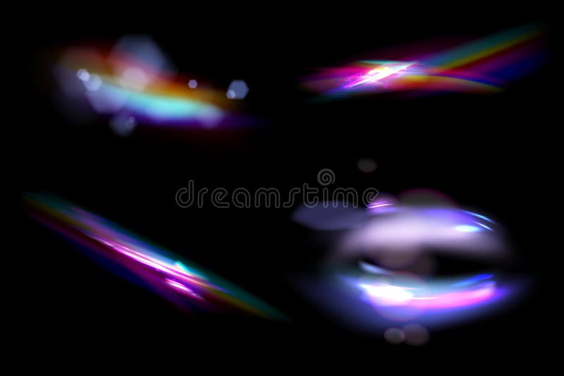 Iridescent Crystal Leak Glare Reflection Effect. Optical Rainbow Lights ...