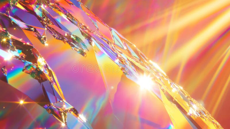 Iridescent Crystal Prism with Rainbow Light Refraction Stock ...