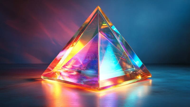 Iridescent Crystal Pyramid Refraction Abstract Light in a Geometric ...