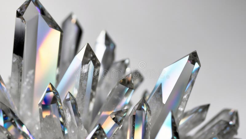 Iridescent Crystal Shards with Reflective Hues and Textures in Close Up ...