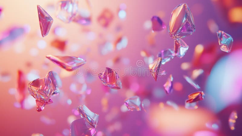 Iridescent Crystals Falling through Pink Light Stock Illustration ...