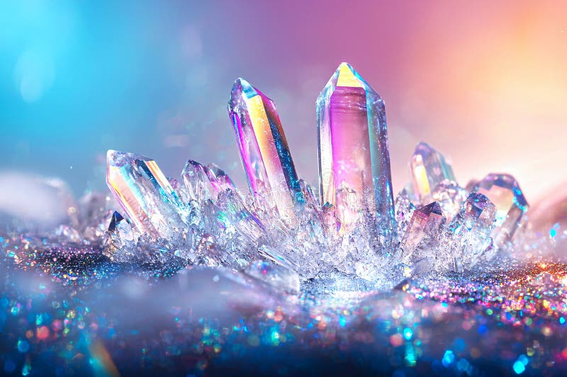 Iridescent Crystals Forming on a Dark Surface, Illustrating the Dynamic ...