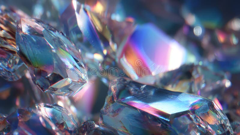 Iridescent Crystals Shimmering and Reflecting Laser Beams Stock ...