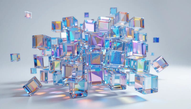 Iridescent Cube Cluster stock illustration. Illustration of iron - 377311725