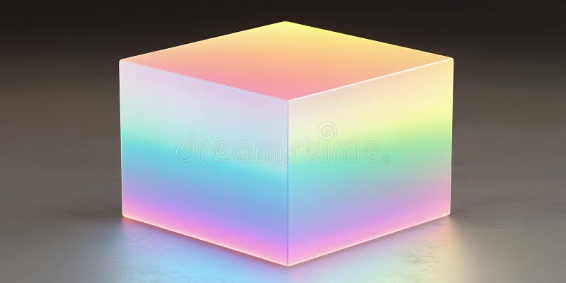 Iridescent Cube Holographic Prism Pastel Rainbow 3D Render Abstract ...