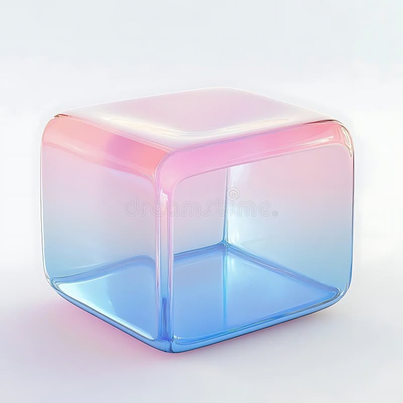 Iridescent Cube Reflecting Soft Pink and Blue Gradient Light with ...
