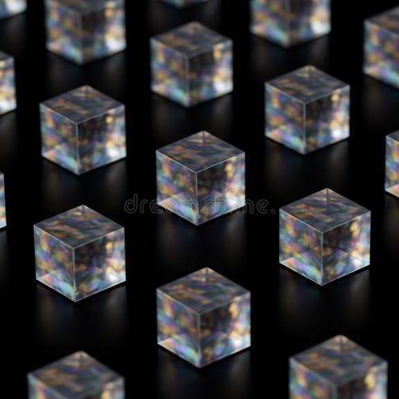 Iridescent Cubes Pattern on Black Background Stock Illustration ...