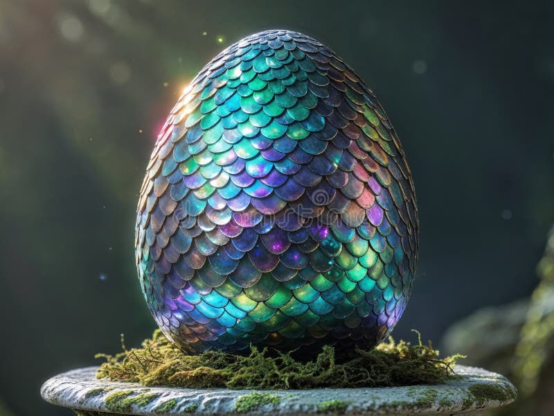 Iridescent Dragon Egg with Scaled Texture and Mystic Colors Stock ...