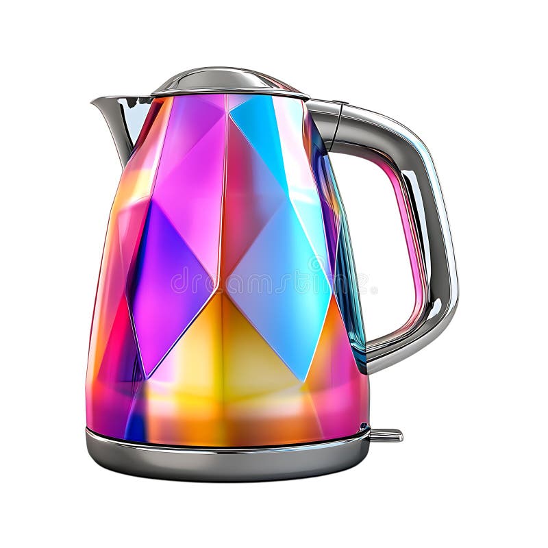 Iridescent Electric Kettle Against Transparent Background Stock ...