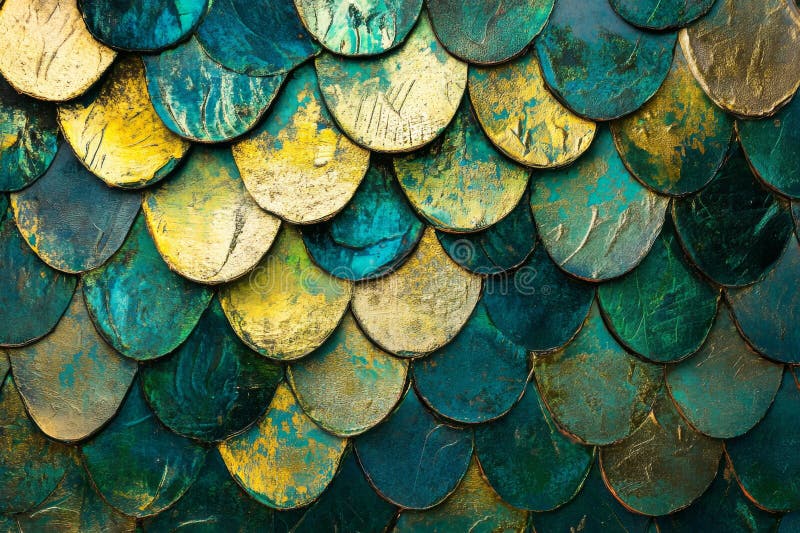 Iridescent Fish Scale Texture, Overlapping Patterns in Green, Blue, and ...