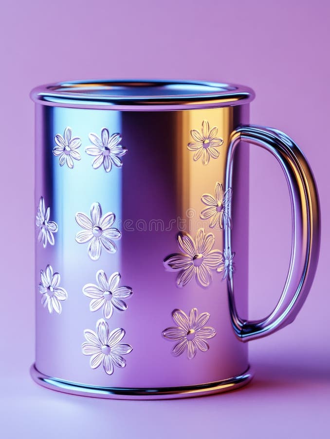 Iridescent Floral Mug on a Gradient Background Stock Photo - Image of ...