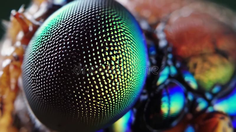 Iridescent Fly Eye Reflecting Light Stock Footage - Video of biology ...