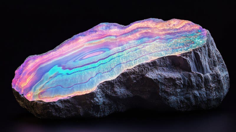 Iridescent Gemstone on Black Background Stock Illustration ...