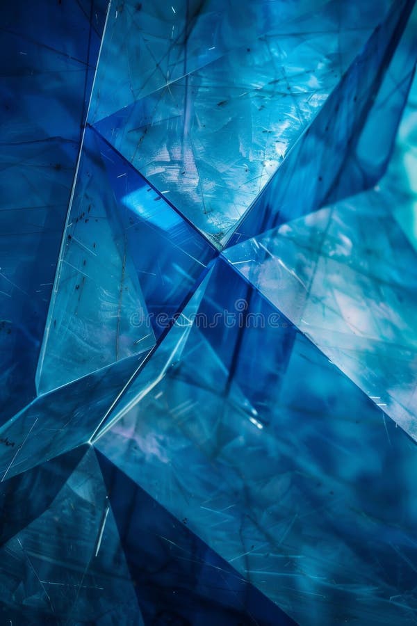 Iridescent Geometric Patterns on a Bright Blue Background: Mystical and ...
