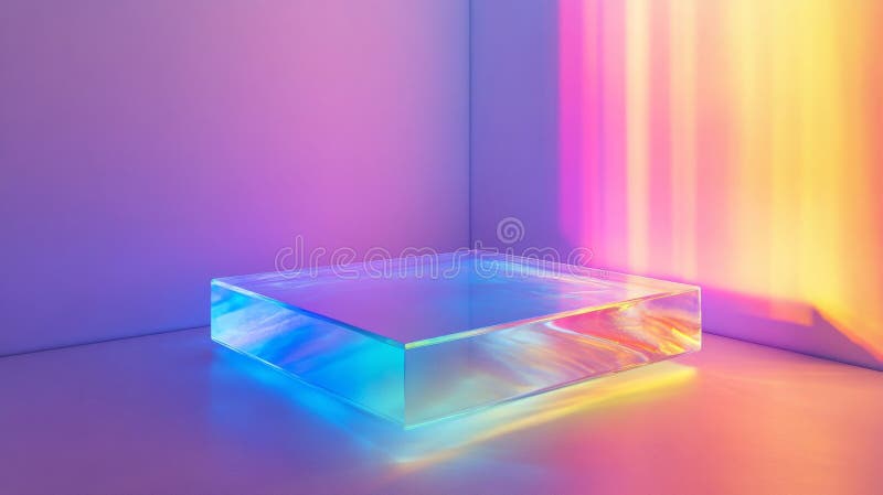 Iridescent Glass Cube Display Corner Setting Stock Illustration ...