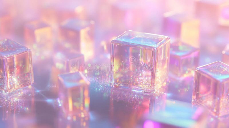 Iridescent Glass Cubes in a Soft Pastel Light Stock Illustration - Illustration of soft, green ...