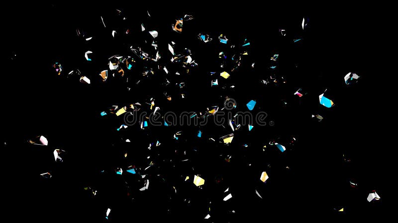 Iridescent Glass Shards Floating on Black Background Stock Photo ...