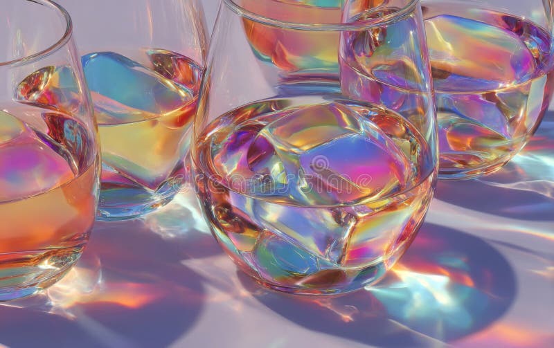 Iridescent Glasses with Colorful Reflections Stock Illustration ...