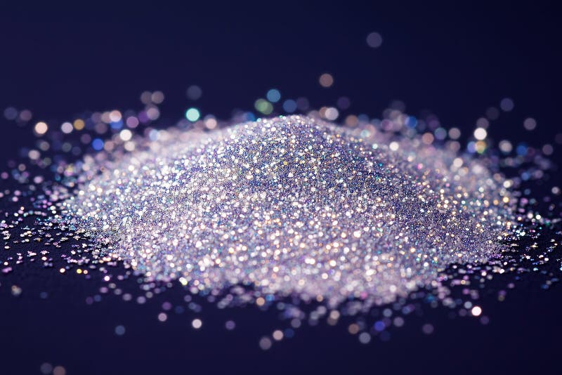 Iridescent Glitter Particles Spread on a Dark Surface Creating a ...