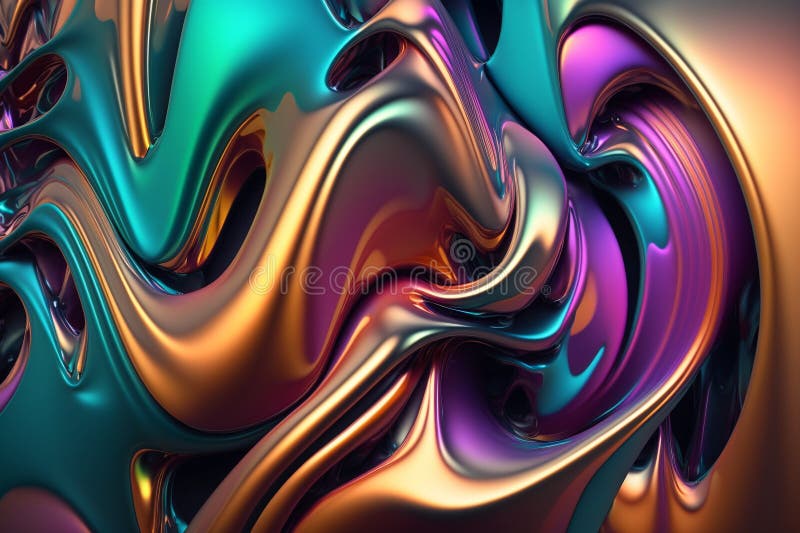 Abstract Iridescent Glossy Holographic Wave Illustration, Generative AI ...