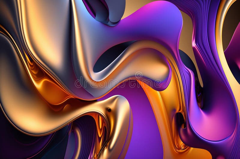 Abstract Iridescent Glossy Holographic Wave Illustration, Generative AI ...