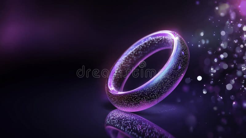 Iridescent Glowing Ring with Internal Light and Sparkling Particle ...