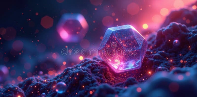Iridescent Hexagonal Cells Floating Amidst a Vibrant Mesh of ...