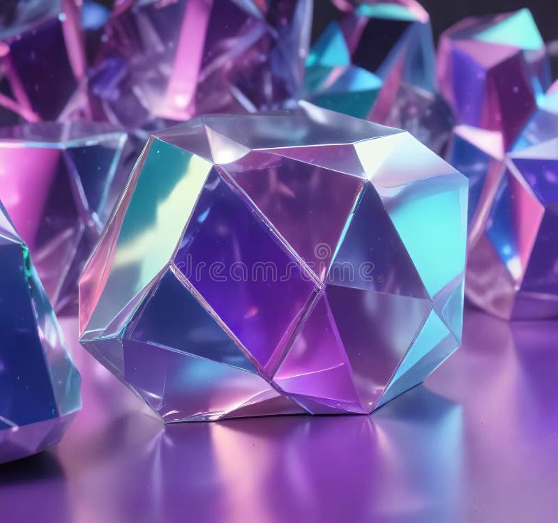 Holographic Geometry Shimmering Shapes Generative Ai Stock Photos ...