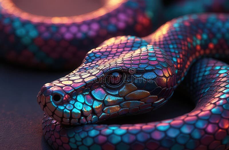 Iridescent Holographic Snake, Pastel Light. Year of the Snake Stock ...