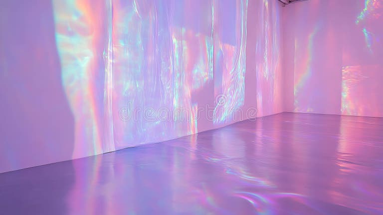 Iridescent Holographic Wall Texture in Modern Interior Design Stock ...