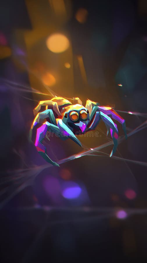 Iridescent Jumping Spider on Web Stock Illustration - Illustration of ...