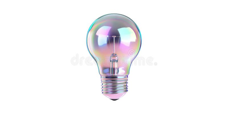 Iridescent Light Bulb with Reflective Surface Isolated on Transparent ...