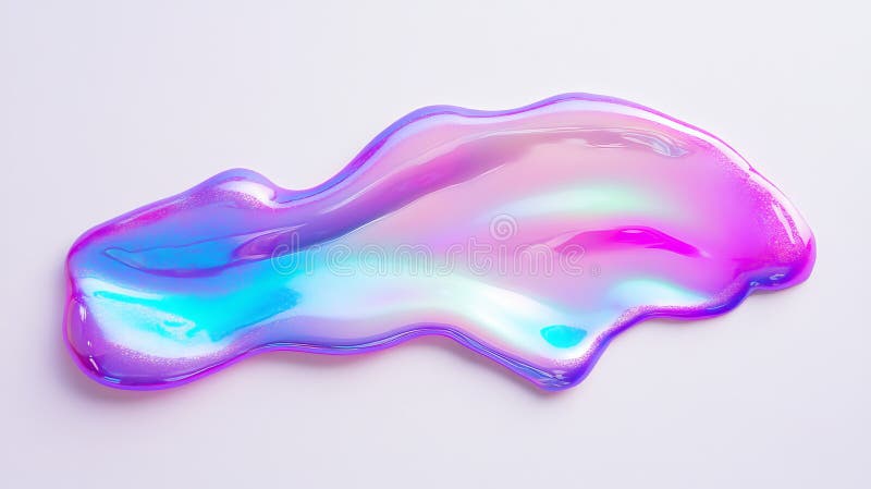Iridescent Liquid Blob Melting on White Background with Fluid Shape and Soft Color Gradient ...