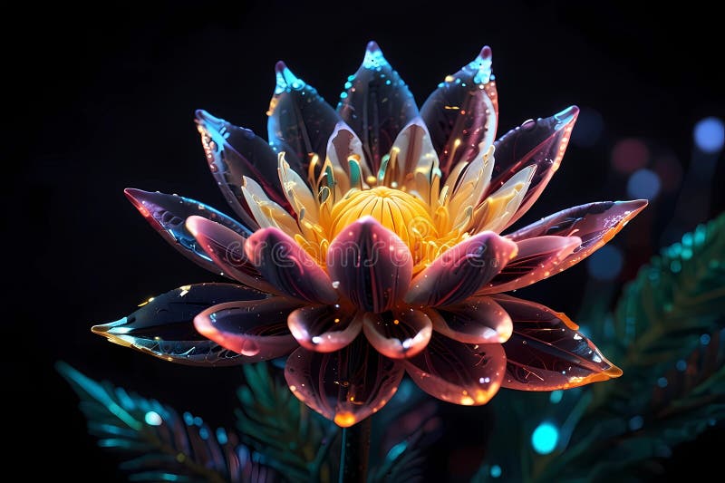 Iridescent Lotus Bloom in Mystic Light Stock Image - Image of ...