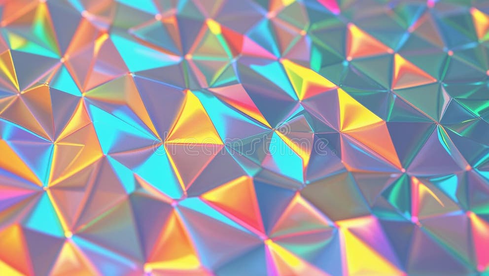 Iridescent Low Poly Triangular Surface Reflecting Rainbow Colors Stock ...