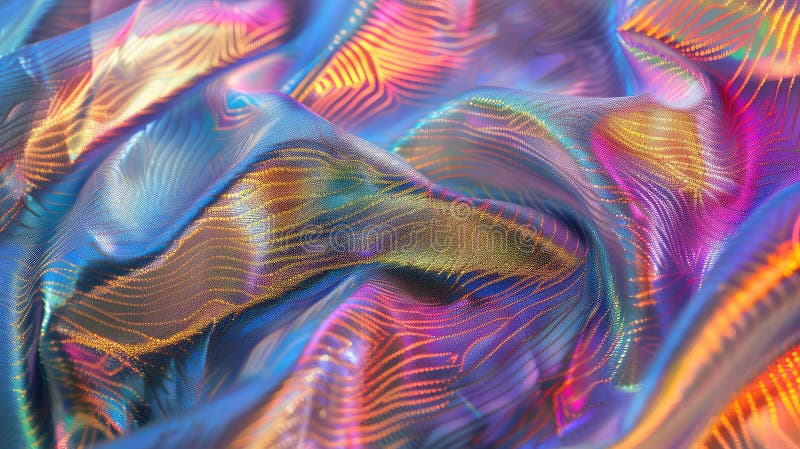 Iridescent Metallic Fabric with a Wavy Pattern: a Unique and Vibrant ...