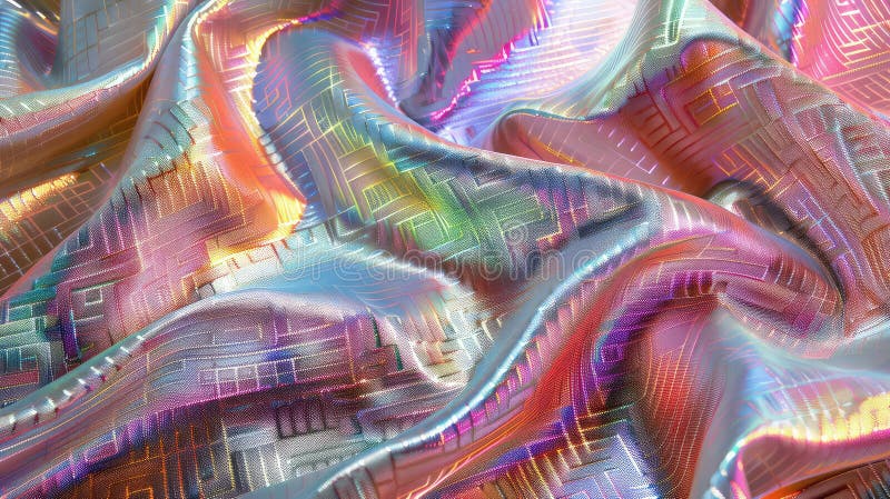Iridescent Metallic Fabric with a Wavy Pattern: a Unique and Vibrant ...