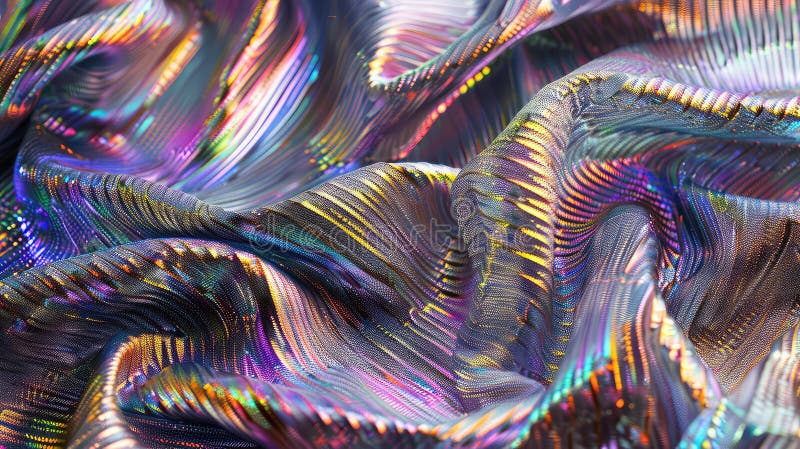 Iridescent Metallic Fabric with a Wavy Pattern: a Unique and Vibrant ...