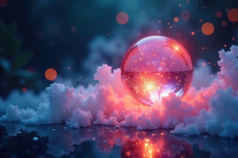 Iridescent Misty Aura Surrounds a Glowing Orb, Orbs, Glow Stock ...