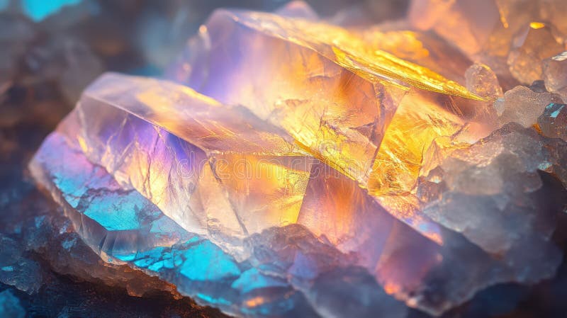 Iridescent Moonstone Glowing Softly with a Spectrum of Pastel Colors ...